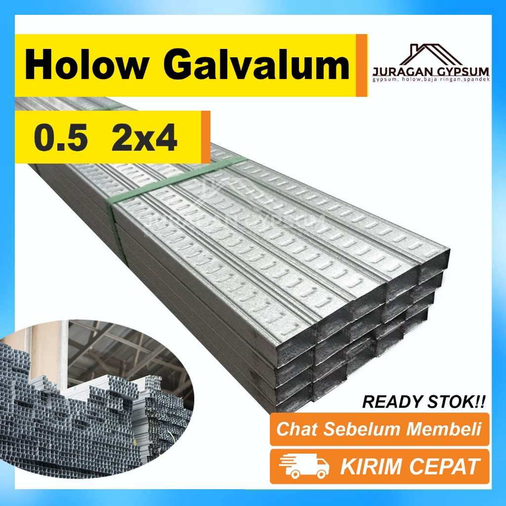 Jual Hollow Galvalum 0.5 2x4 | holow plafon 0.5mm | holo 0,5 mm 2 x 4 ...