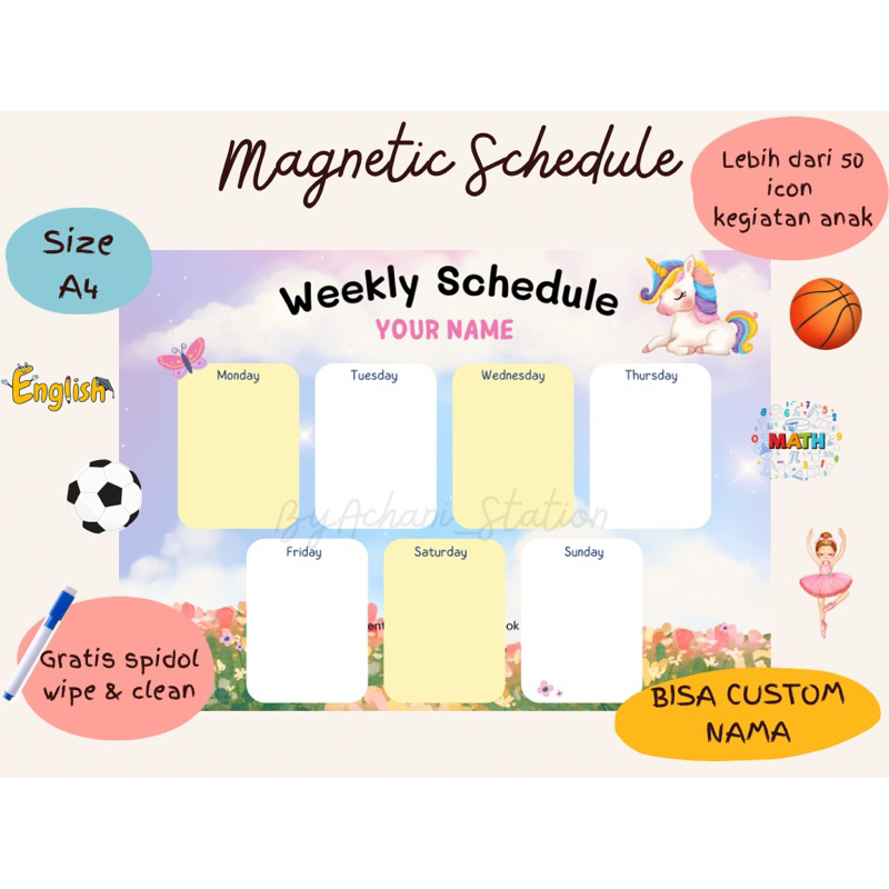 Jual MAGNETIC WEEKLY SCHEDULE | PLANNER MINGGUAN dengan MAGNET ...