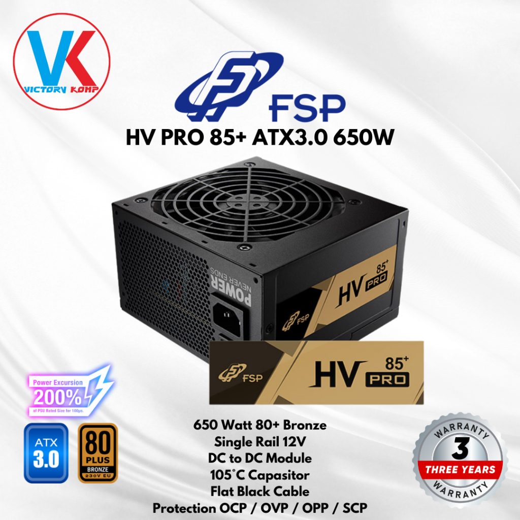 Jual PSU FSP HV Pro 650 Watt 80+ Bronze Power Supply Unit 650W 80 Plus ...