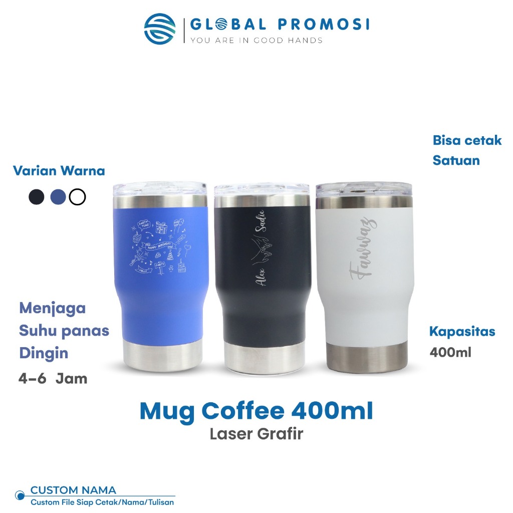 Jual Custom Mug Stainless Coffee 400ml Gelas Minum Cetak Nama / Logo ...