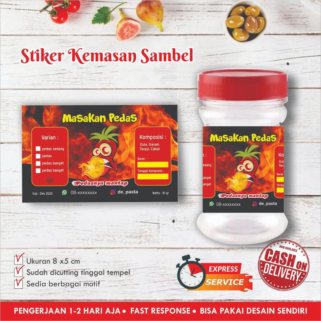 Jual Stiker sambal pedas bulat Cromo / Label kemasan makanan / seblak ...