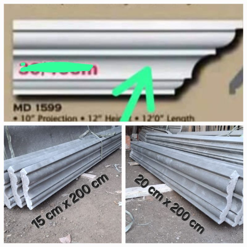 Jual Lisplang beton profil uk- 20.cm x 2.m (minimal pembelian 5 batang ...