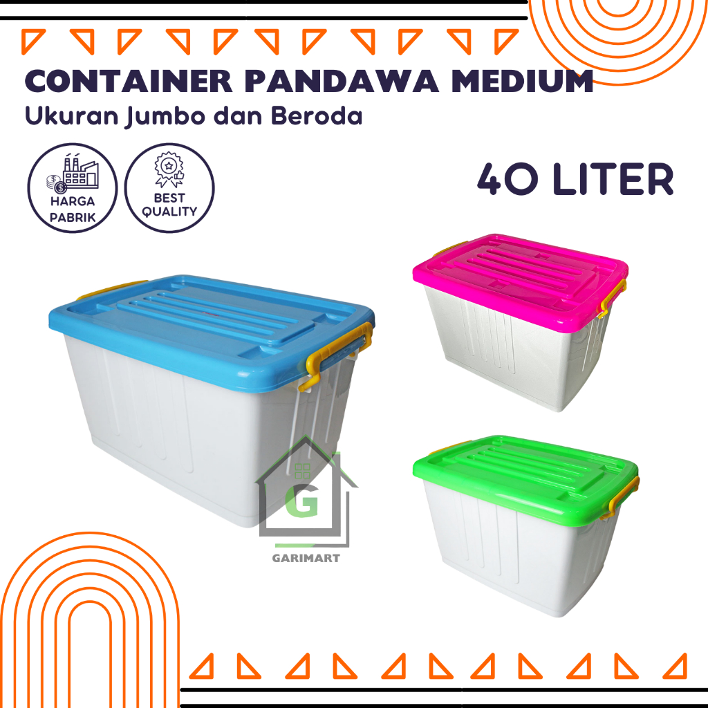 Jual Container Box Roda Plastik Jumbo 40 Liter Kotak Penyimpanan Barang ...