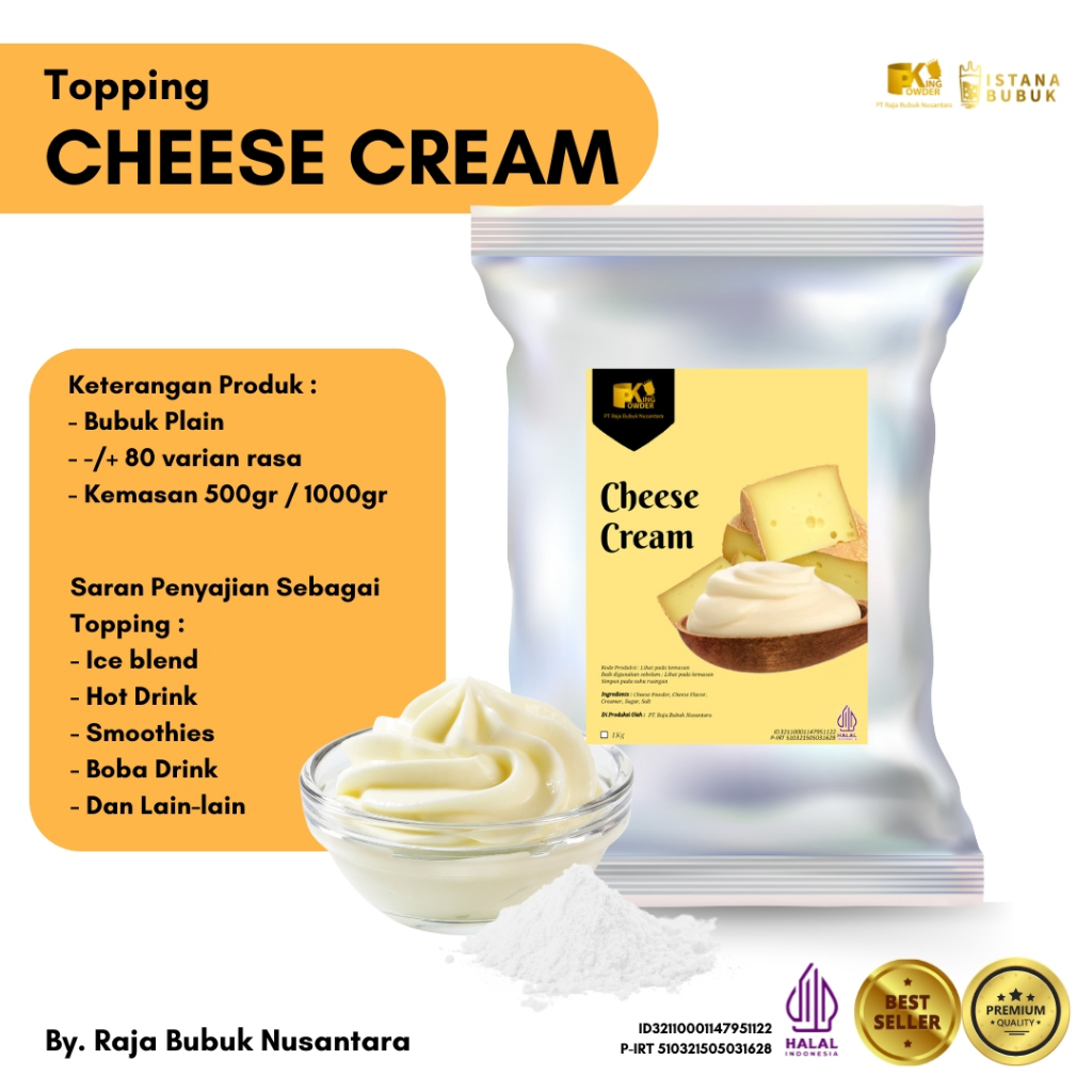 Jual Topping Powder Cheese Cream, Cream Cheese Powder 1kg/Topping ...