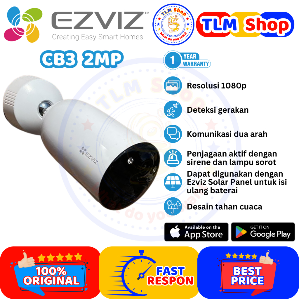 Jual EZVIZ CB3 2MP Smart Home Wifi IP Camera CCTV Outdoor 1080p Battery ...