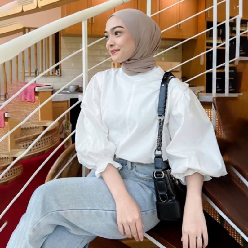 Jual WOMENS CLOTHING SHOP | Moni Blouse Katun Linen - Blouse Puffy ...