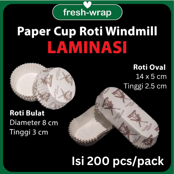 Jual Paper Cup Roti Laminasi Oval dan Bulat Windmill | Shopee Indonesia