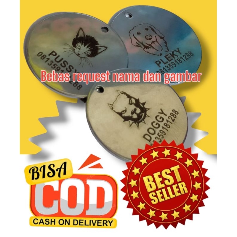 Jual Dog Tag Name Tag untuk Anjing Kucing STAINLESS STEEL Custom Nama ...