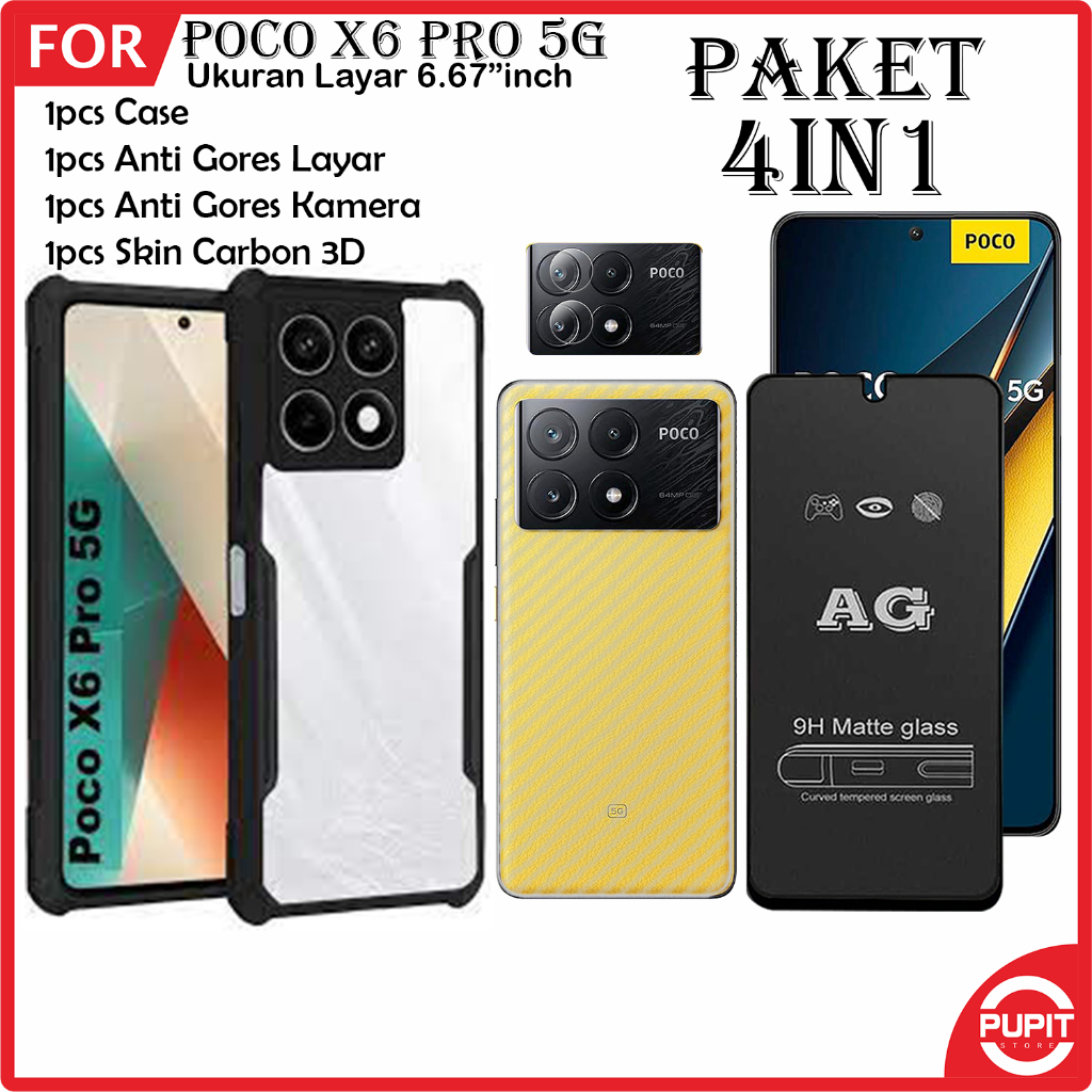 Jual Paket Lengkap 4in1 Case Xiaomi Poco X6 X6 Pro Softcase Shockproof Protect Camera Casing ...
