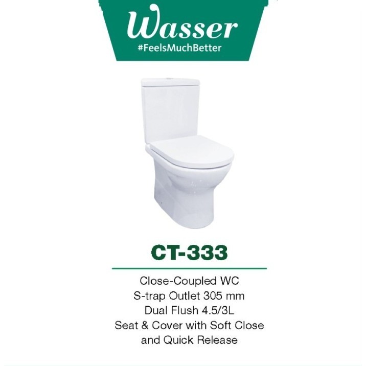 Jual TERLARIS WASSER CLOSET CT-333 / KLOSET DUDUK WASSER S-TRAP 305 SET ...