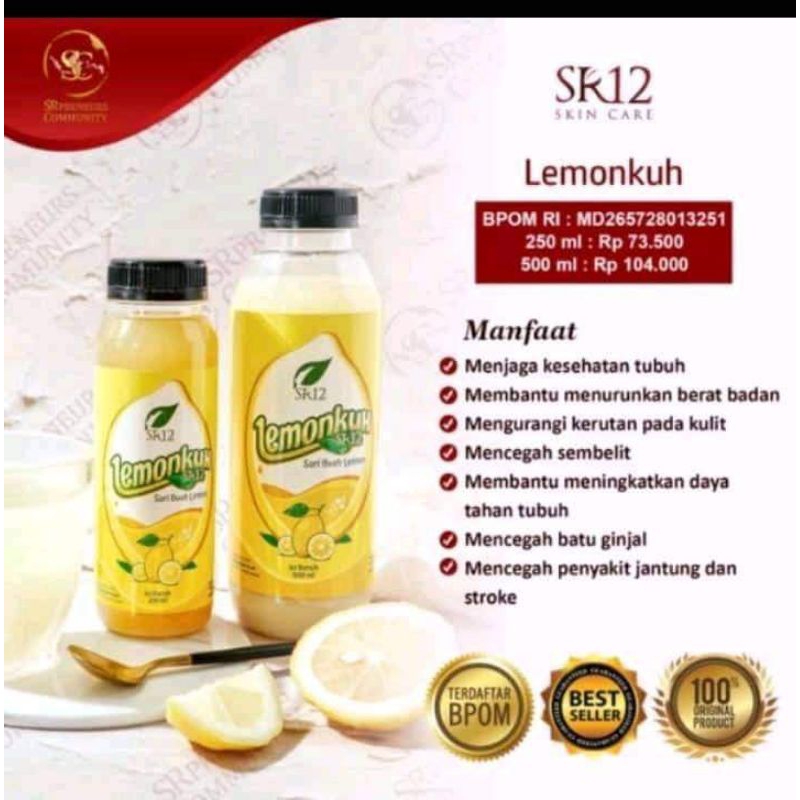 Jual Sari Buah Lemon SR12 Lemonkuh Mencerahkan Kulit/Meningkatkan ...