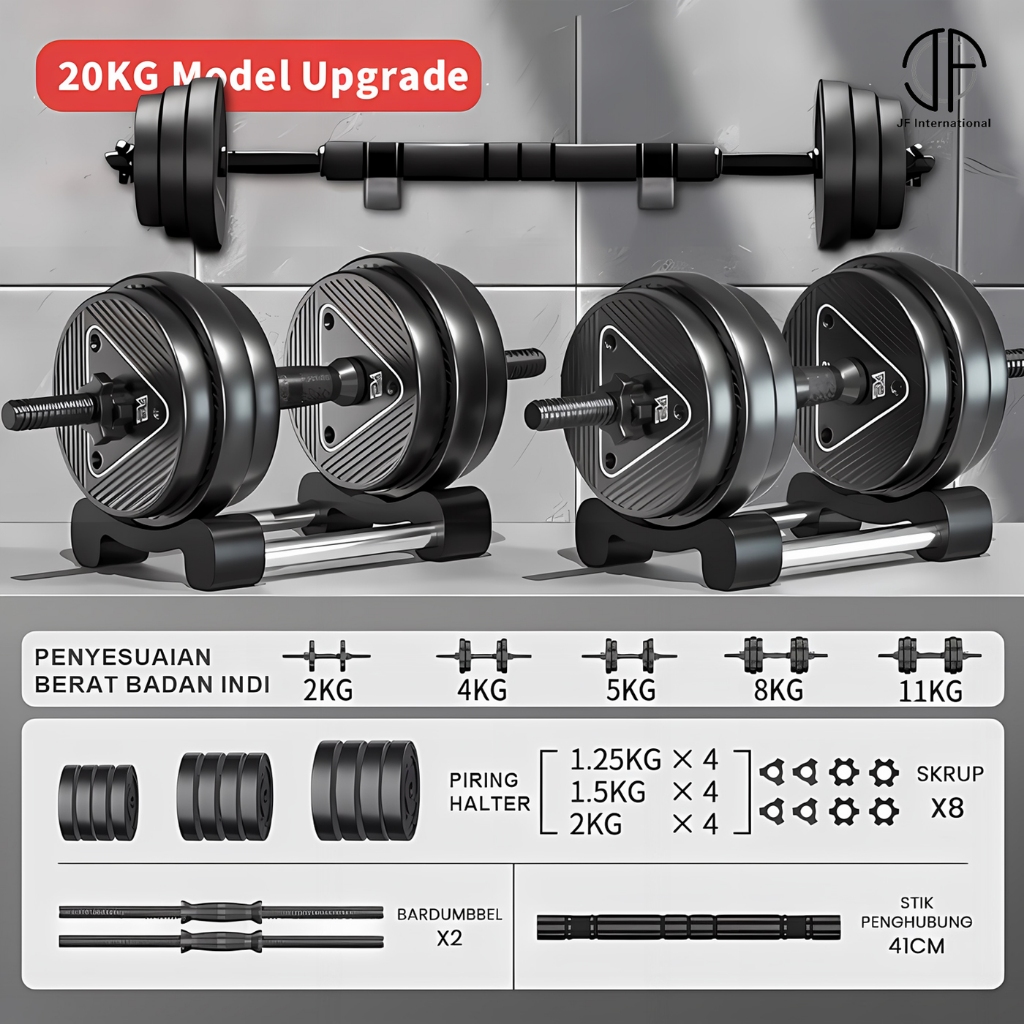 Jual 【Spot barang】Dumbbell set 20KG peralatan fitness barbel set 20 kg dengan perlindungan ...