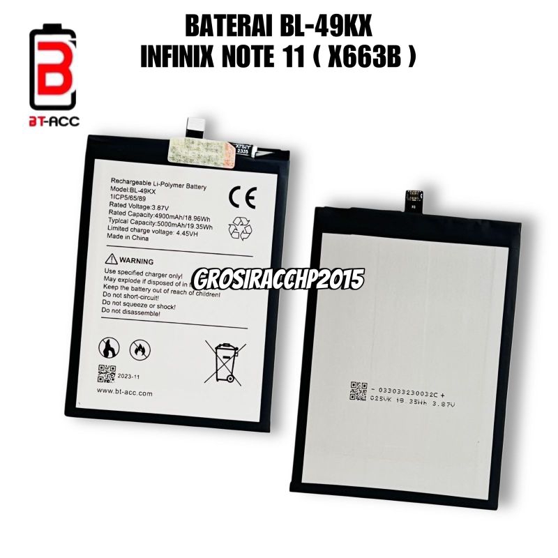 Jual BATERAI BL-49KX COMPATIBLE FOR INFINIX NOTE 11 / INFINIX X663B ...