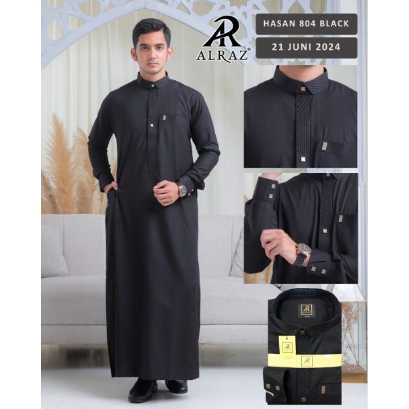 Jual Gamis Jubah Pria Al Raz : Thobe 804 Hasan (Hitam) Gamis Pria ...