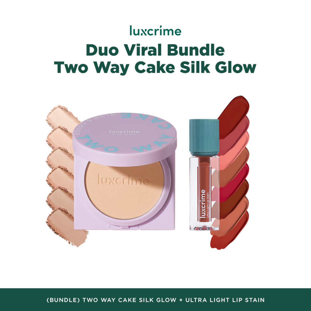 Jual Duo Viral Bundle Luxcrime Blur & Cover Two Way Cake Silk Glow + Ultra Light Lip Stain ...