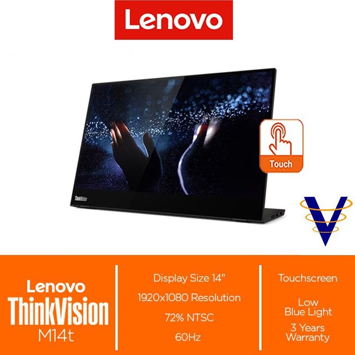 Jual Monitor LED Lenovo ThinkVision M14t IPS 60Hz 6ms Touchscreen ...