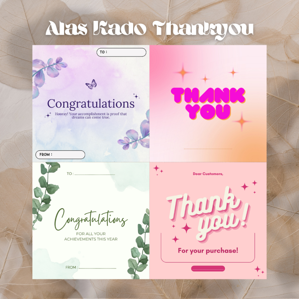 Jual Greeting Card Alas Kado Souvenir THANKYOU CONGRATULATIONS / Gift ...
