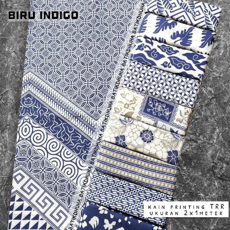 Jual kain batik warna biru indigo batik meteran 2x1m lawasan biru ...