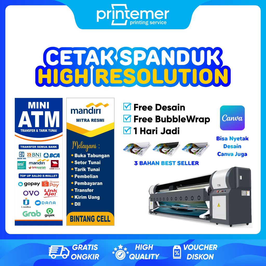 Jual CETAK CUSTOM BANNER MINI ATM BRILINK DAN MANDIRI LINK HIGH ...