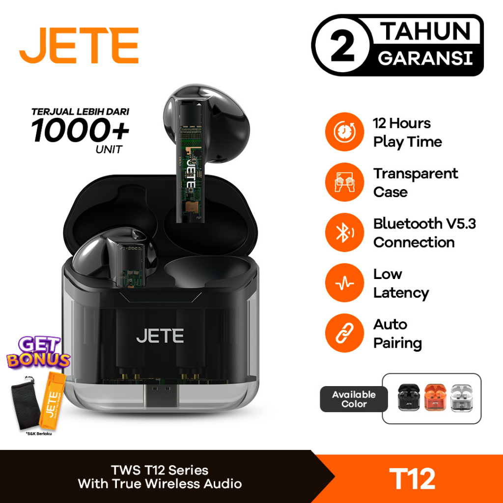 Jual TWS Transparan Earbuds Headset Bluetooth V5.3 JETE T12 Smart Touch ...