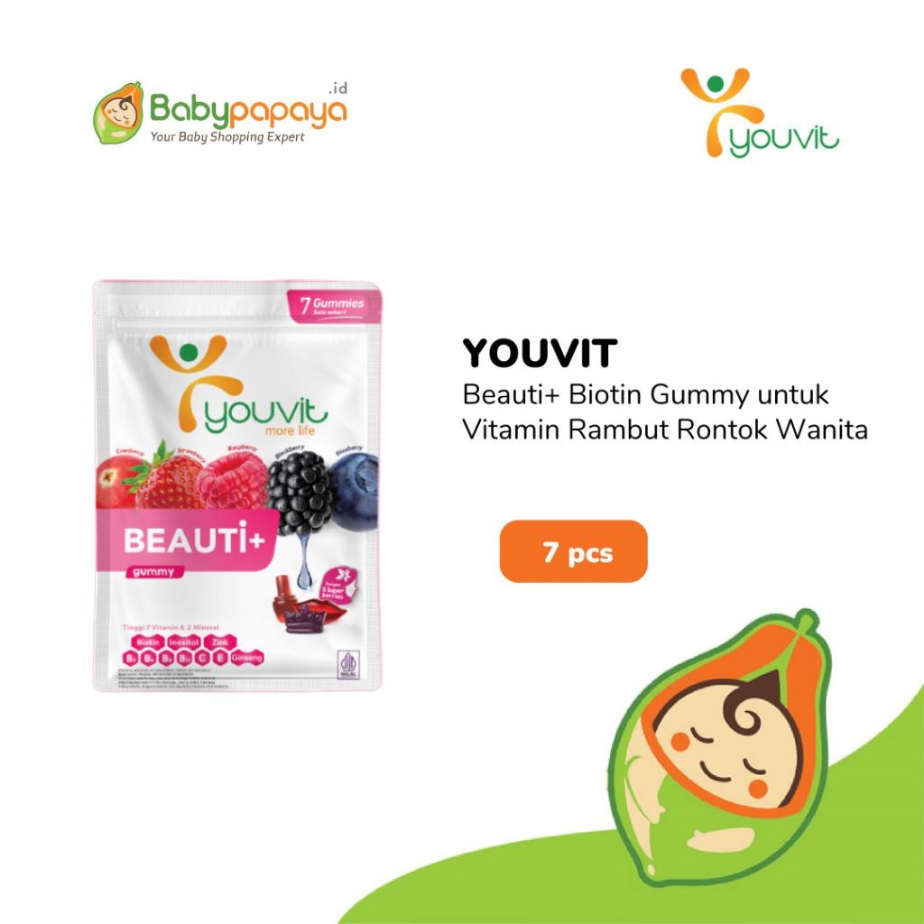 Jual Youvit Multivitamin Gummy Beauti+ 1 Sachet Isi 7 gummy dengan Ginseng, Biotin dan Vitamin E ...