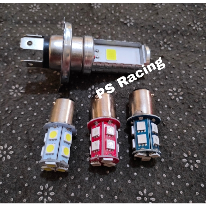 Jual PAKET Lampu Utama Motor Scoopy Vixion CB Ninja R15 Pulsar SOKET KAKI 3 H4 LED PUTIH + Lampu ...