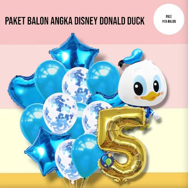 Jual Paket Balon Donald Duck Angka / Set Dekorasi Ulang Tahun Disney ...