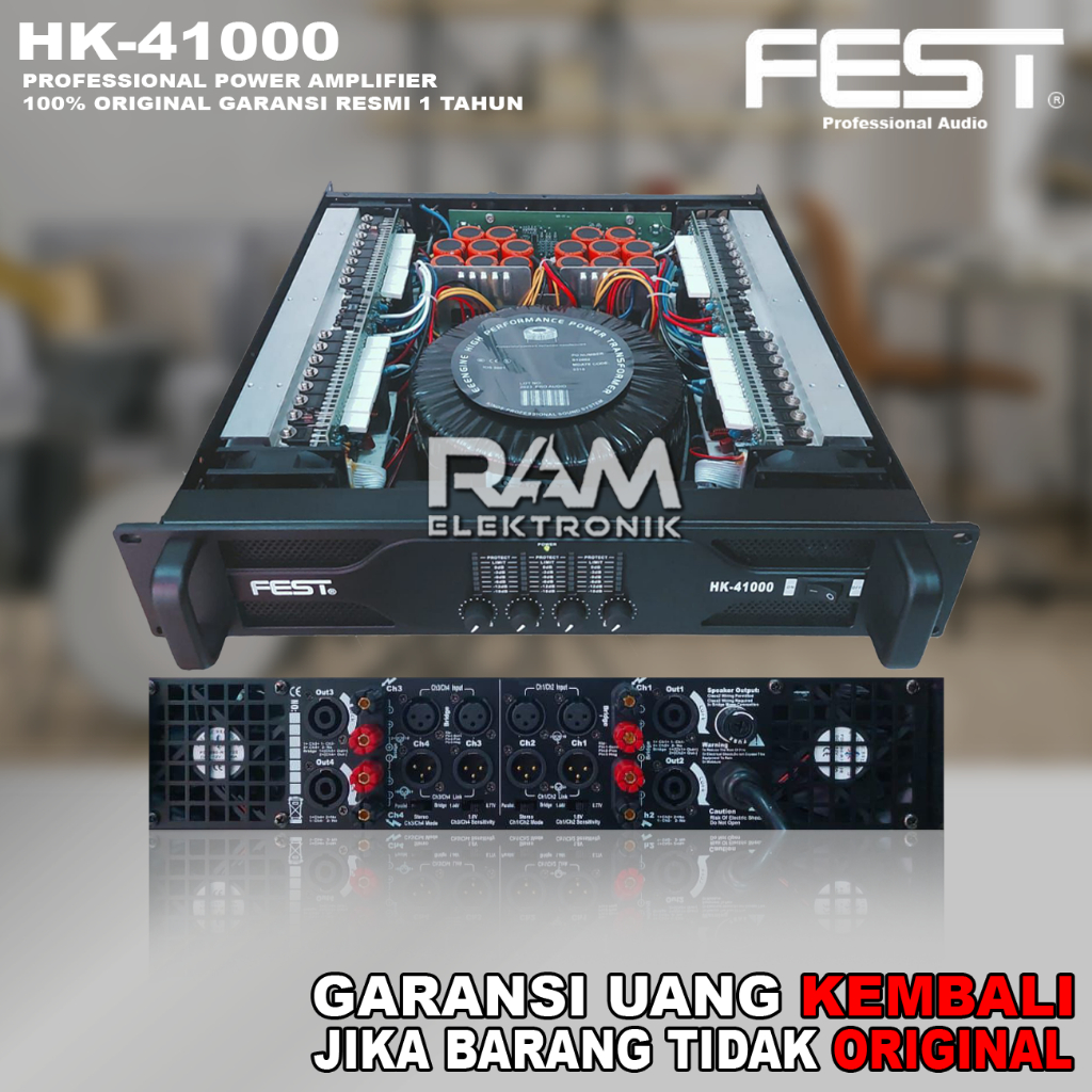 Jual Power Amplifier 4 Channel FEST HK41000 | HK 41000 Original 4 x 1000 Watt | Shopee Indonesia