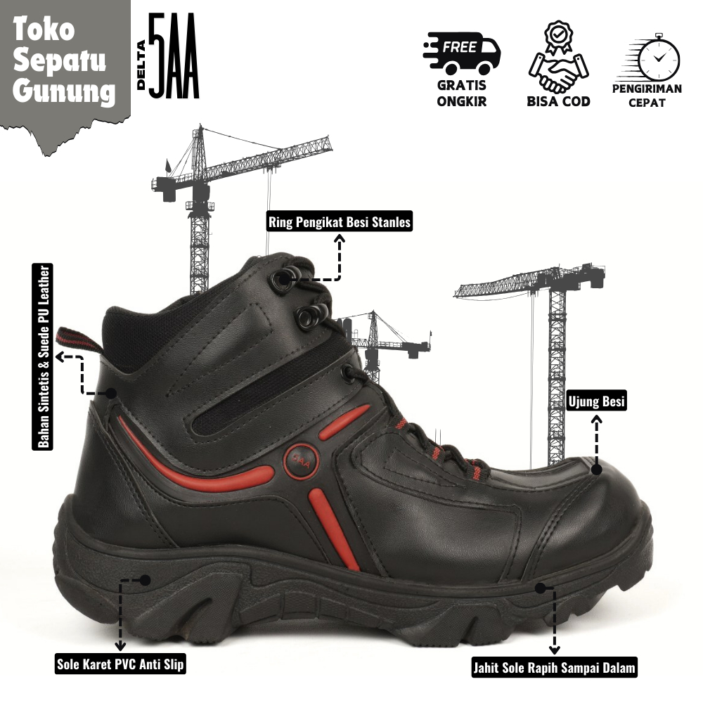 Jual Sepatu Pria Delta Tactical 5AA Low Boots Sefty Black & Cream 6 ...