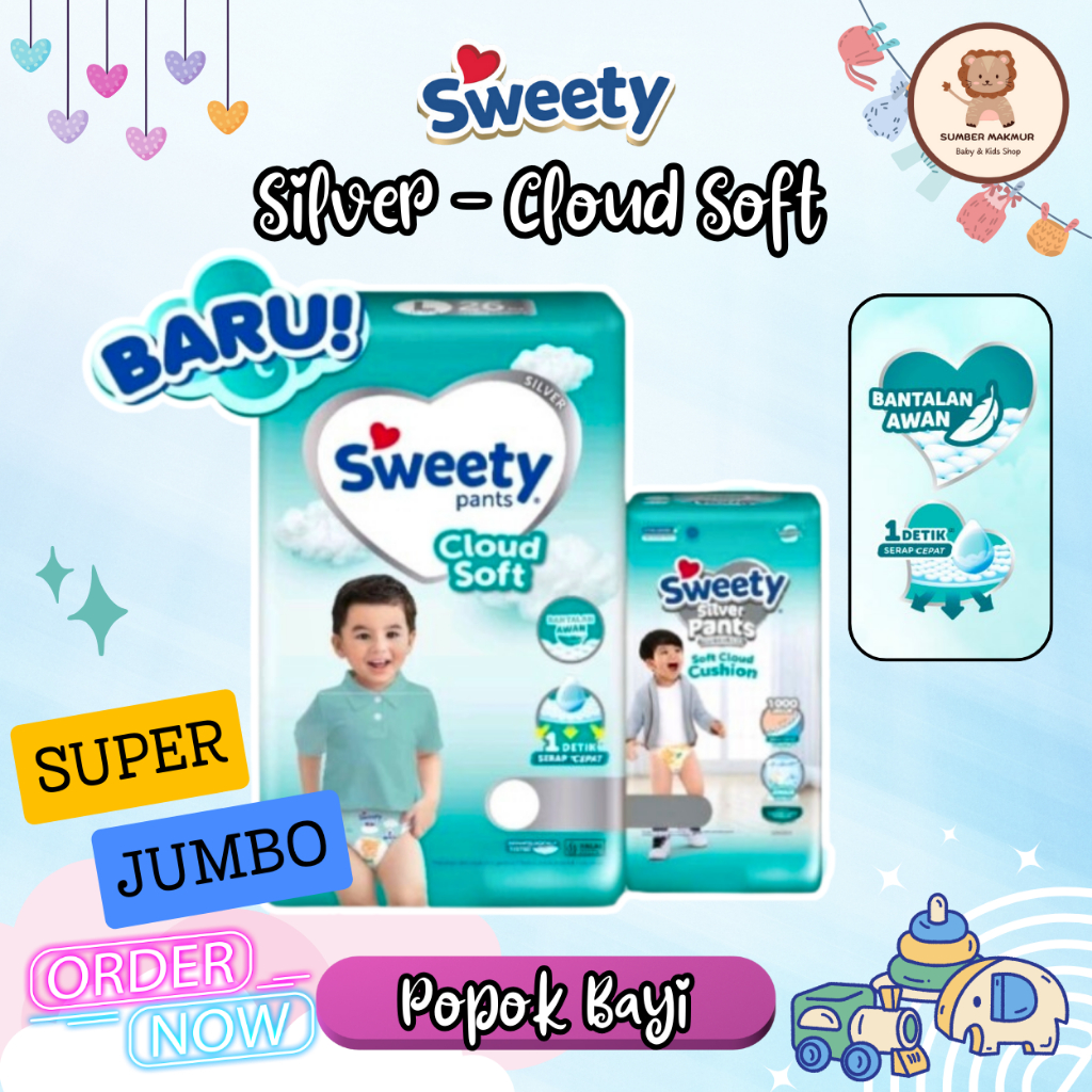 Jual SWEETY SILVER JUMBO PACK POPOK BAYI SEKALI PAKAI ALL SIZE | Shopee ...