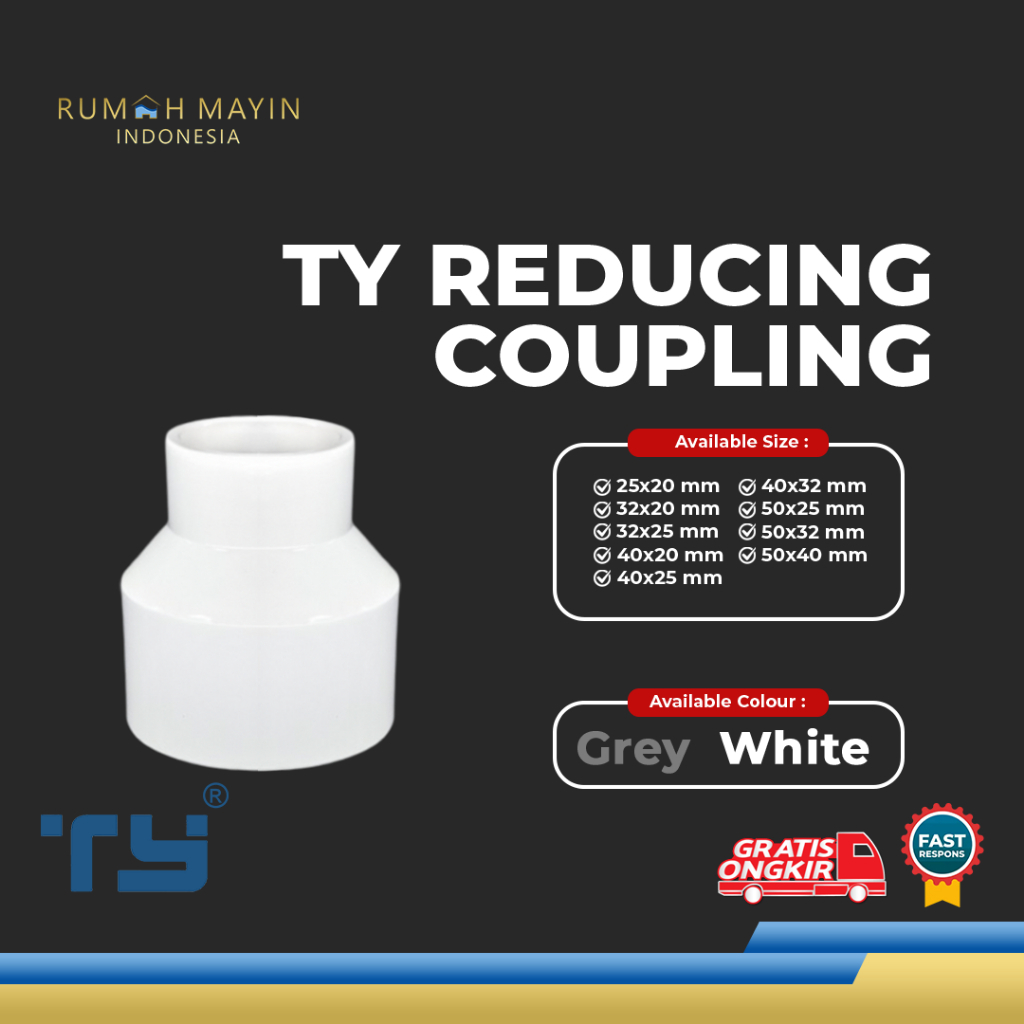 Jual TY Reducing Coupling / Reducer / Vlok sok Pipa Pipe U – PVC by 3 ...