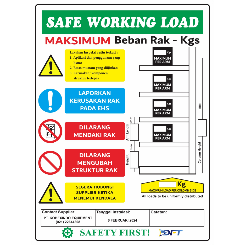 Jual STICKER & ACP SIGN RAMBU K3 SAFETY WORKING LOAD | Shopee Indonesia