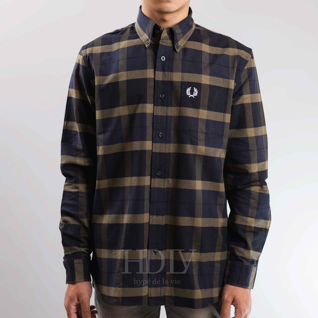 Jual Fred Perry Kemeja Flanel Green Black ( 100% Original ) | Shopee ...