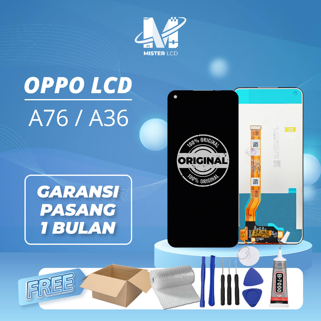 Jual LCD OPPO A76 / A36 FULLSET ORIGINAL FREE LEM + OPENING SET ...