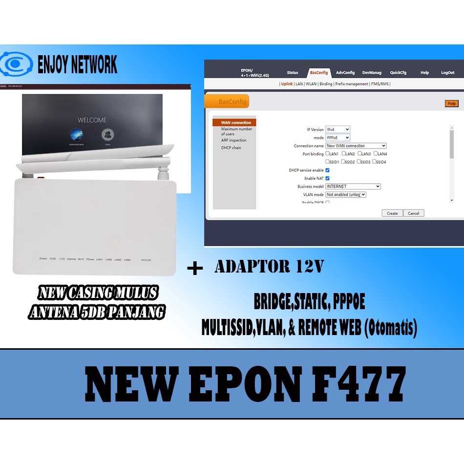 Jual NEW EPON F477 V2 ANTENA 5DB PANJANG KODE E1J2 | Shopee Indonesia