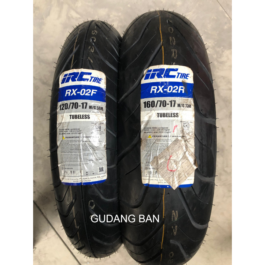Jual ( PAKET 2 BAN RX02 !!! ) IRC 120 / 70 - 17 dan 160 / 70 - 17 RX-02 F RX02 RX 02 ROAD WINNER ...