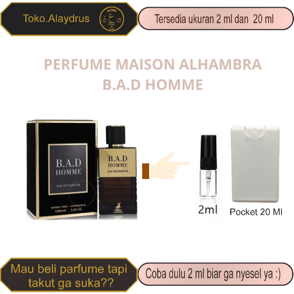 Jual Decant BAD Homme 3 ml 5 ml 10 ml by maison alhambra | Shopee Indonesia