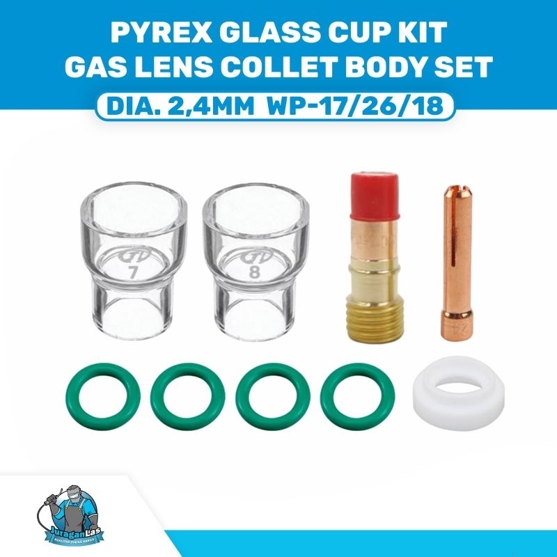 Jual Pyrex Glass Cup Kit Stubby Gas Lens Collet Body diameter 2.4mm ...