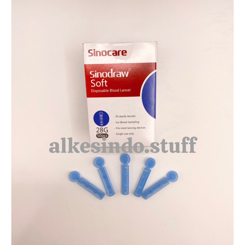 Jual Sinocare Sinodraw Blood Lancet 28G isi 50 pcs Soft Twist Jarum ...