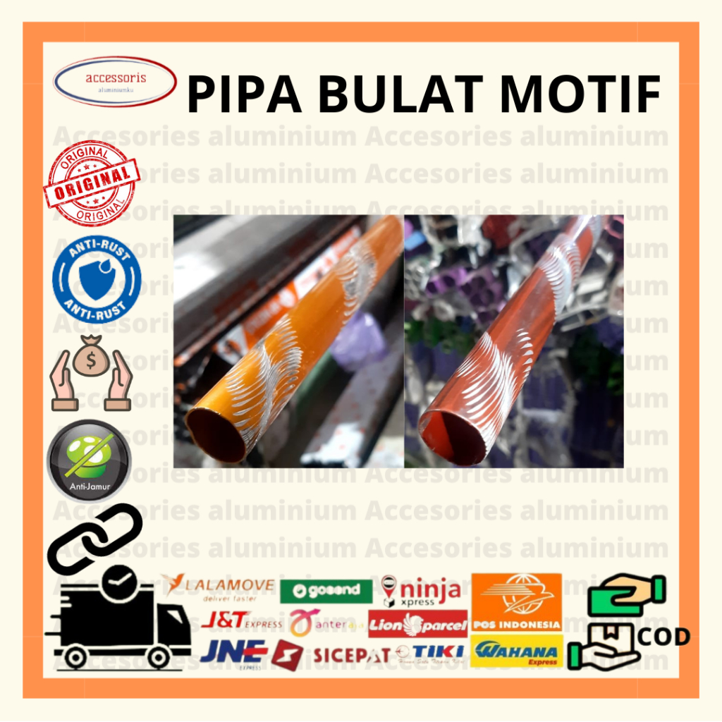 Jual Pipa Bulat Motif Ulir / Batang Rel Gorden Aluminium / Panjang 6 ...