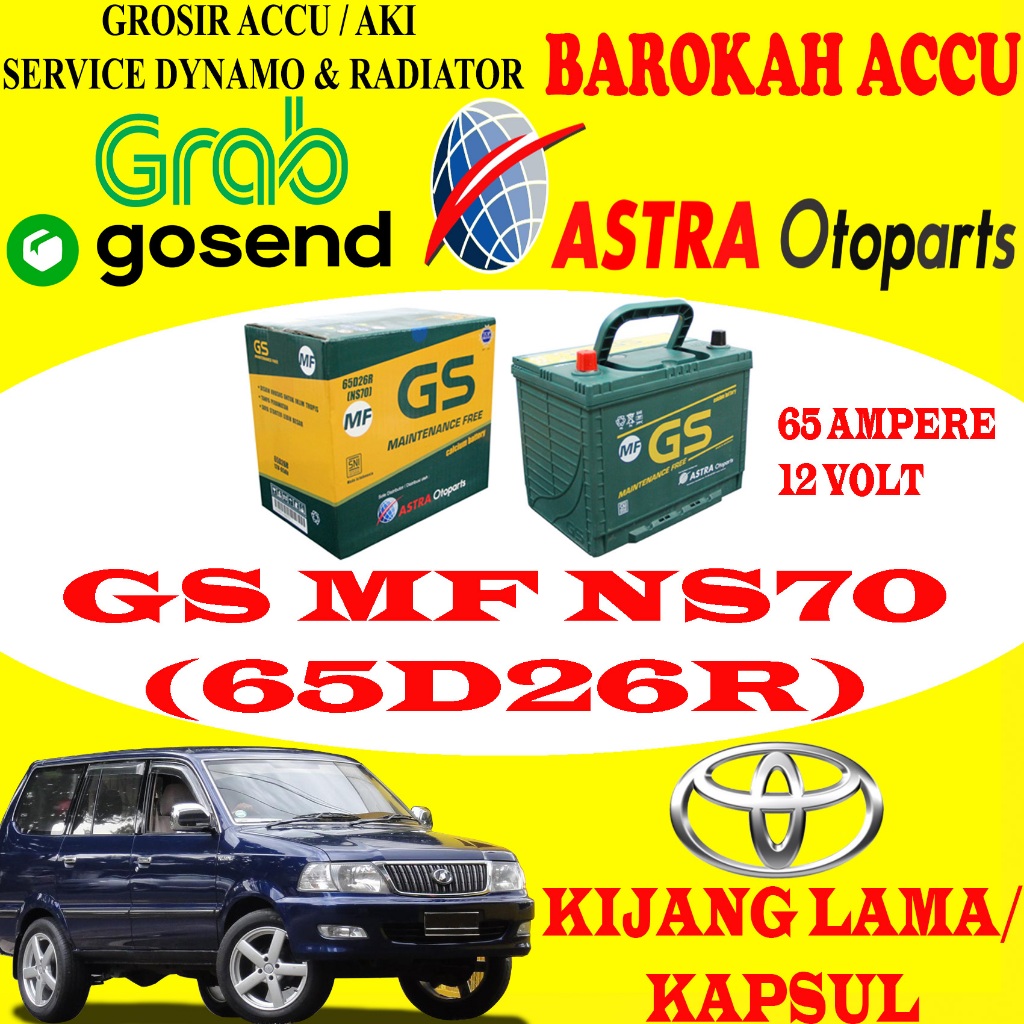 Jual AKI MOBIL TOYOTA KIJANG KAPSUL GS MF NS70 / 65D26R , 65 AH ASTRA OTOPARTS | Shopee Indonesia