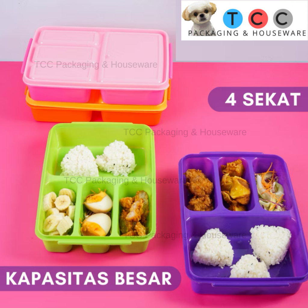 Jual Lunch Box 4 sekat (GRACE) Kotak Makan Plastik Sekat 4 BPA Free ...