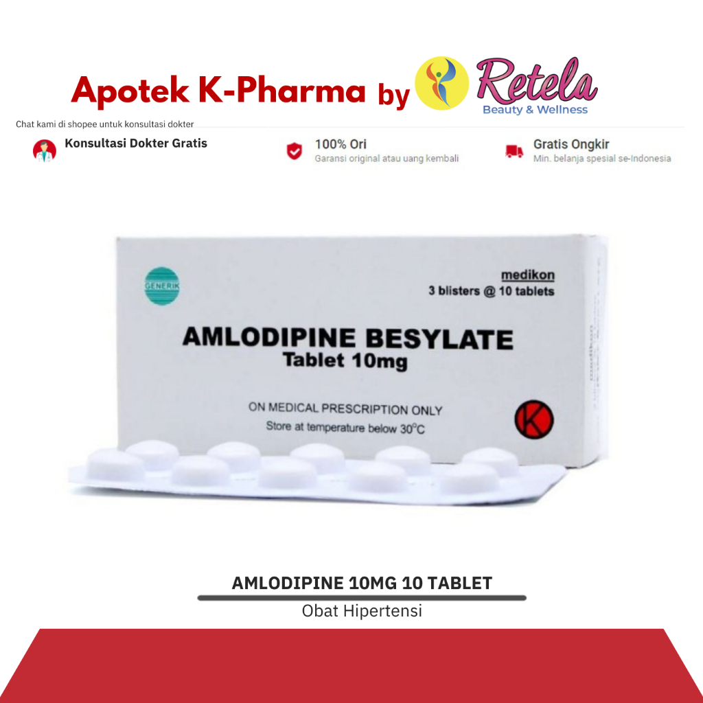 Jual AMLODIPINE 10MG 1 STRIP 10 TABLET GENERIK | Shopee Indonesia
