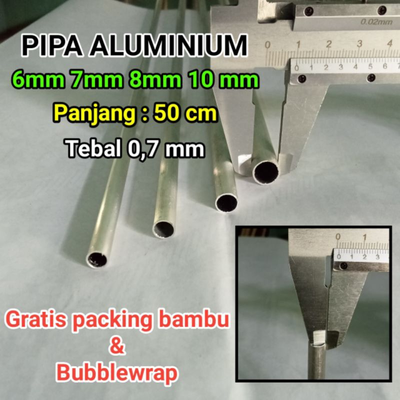 Jual PIPA ALUMINIUM 6mm 7mm 8mm 10mm 50cm | Shopee Indonesia