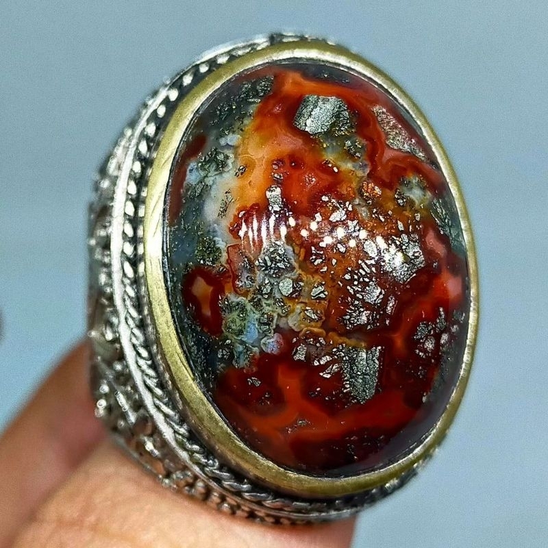 Jual Cincin batu akik asli badar perak beku natural (asli alam ...