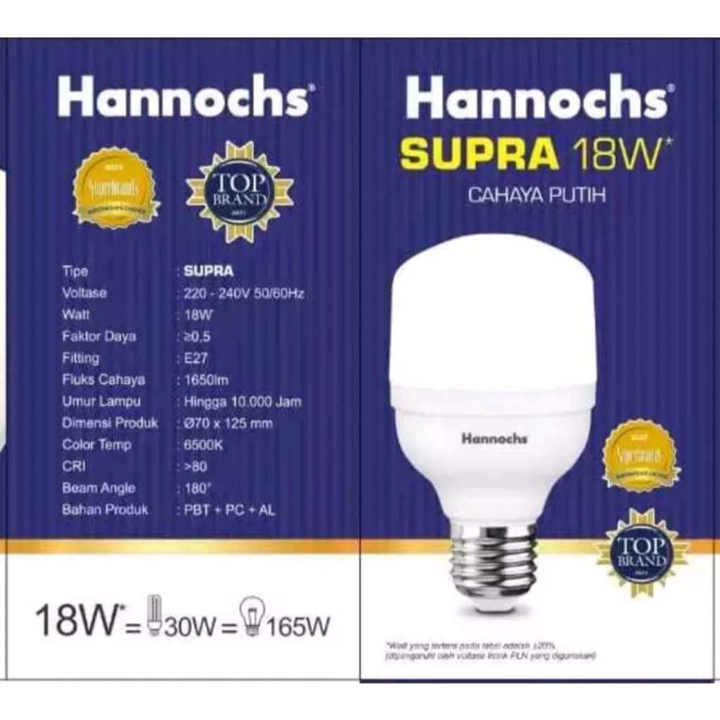 Jual Lampu LED Hannochs Supra 18 watt Bohlam Bola Lampu LED 18w Putih ...