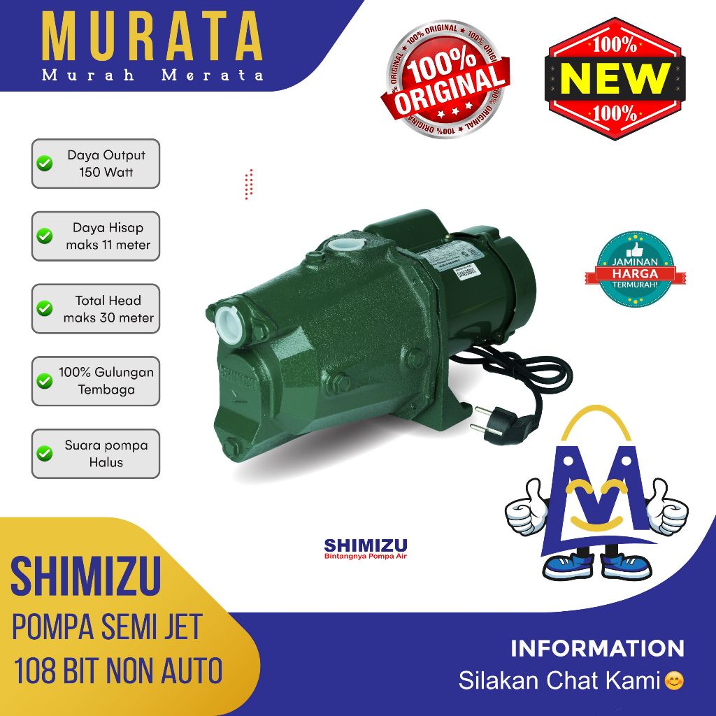 Jual Shimizu - Pompa Air / Semi Jet Pump / Jetpump Sumur Dangkal 108 Bit | Shopee Indonesia