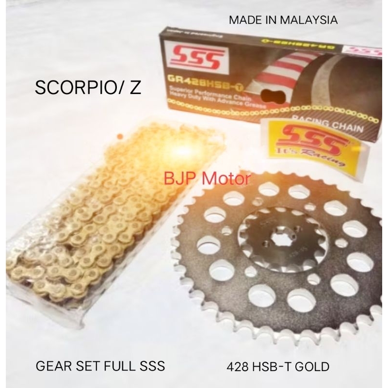 Jual Gear Set SSS 428 Scorpio/Z Paketan Rantai SSS 428 HSB-T 120L/ 130L GOLD Dengan Pilihan Gir ...