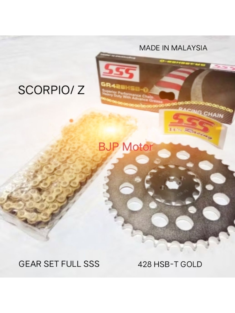 Jual Gear Set SSS 428 Scorpio/Z Paketan Rantai SSS 428 HSB-T 120L/ 130L GOLD Dengan Pilihan Gir ...