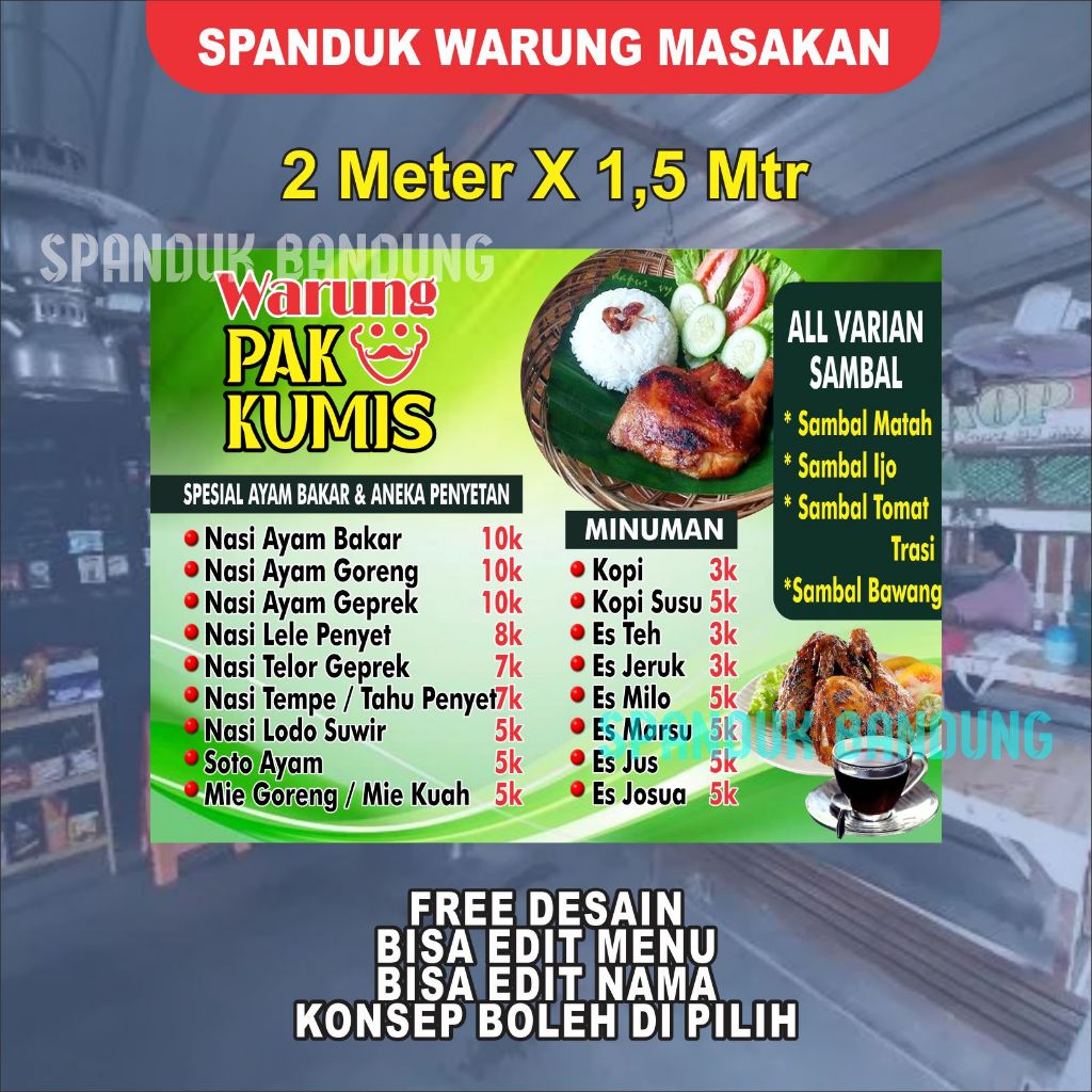 Jual SPANDUK BACKGROUND WARUNG MAKAN / BACKGROUND RUMAH MAKAN / UKURAN ...